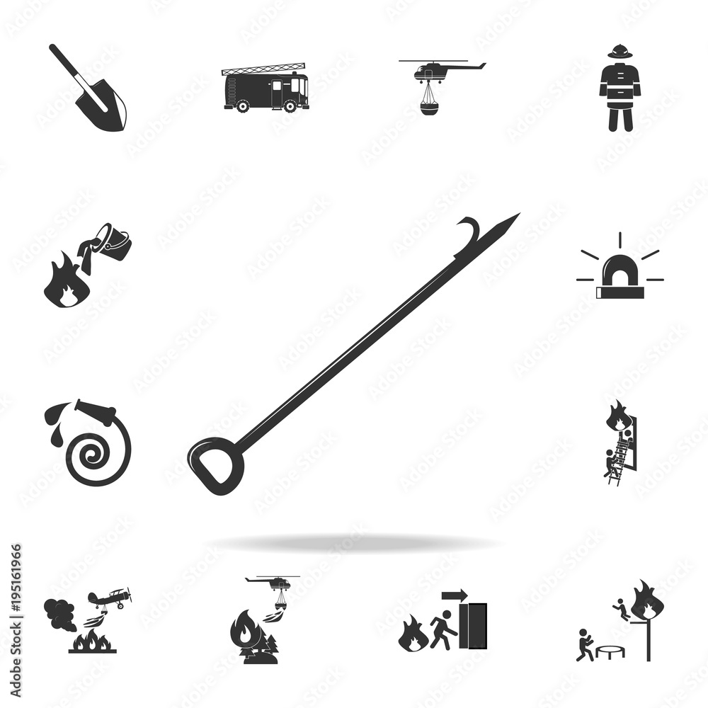 Fire hook icon. Detailed set icons of firefighter element icons ...