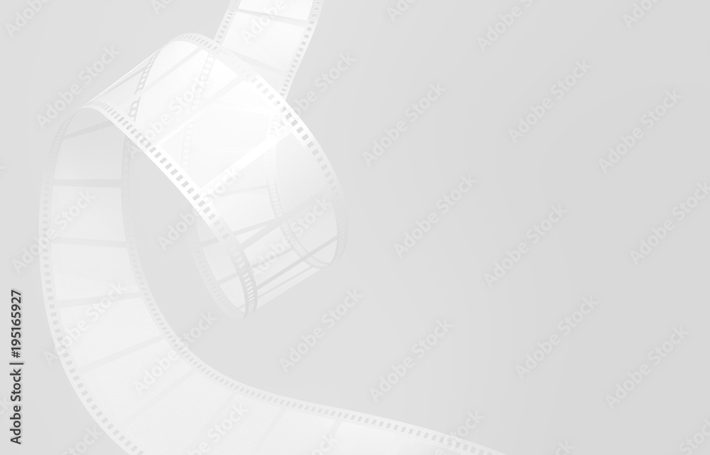 Camera film strip waving- cinema white background. 3d illustration ...