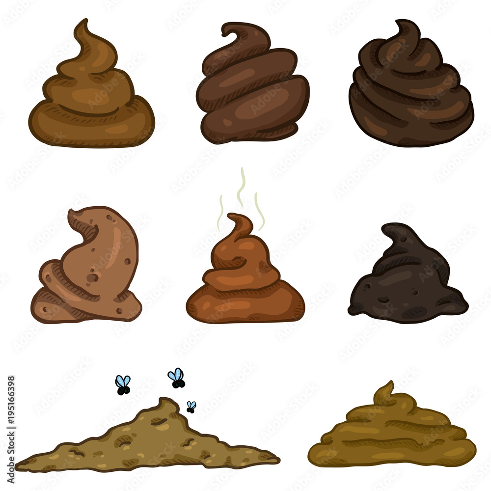 Vector Set of Cartoon Color Poop Stock Vector | Adobe Stock