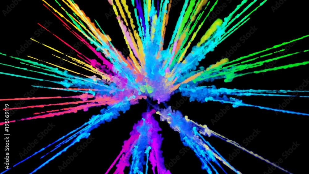 explosion of powder isolated on black background. 3d animation of ...