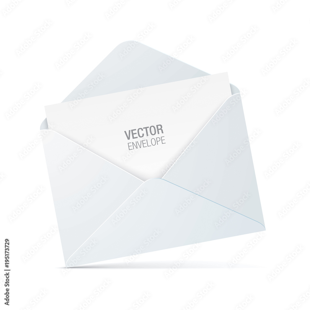 Vector envelope isolated on background. Realistic white opened envelope ...