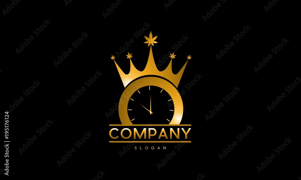 Clock Golden Time Royal Creative Luxury Logo, Clock with Crown Logo ...