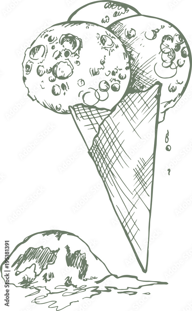 Global warming. Planets in the form of ice cream. The melting planet ...