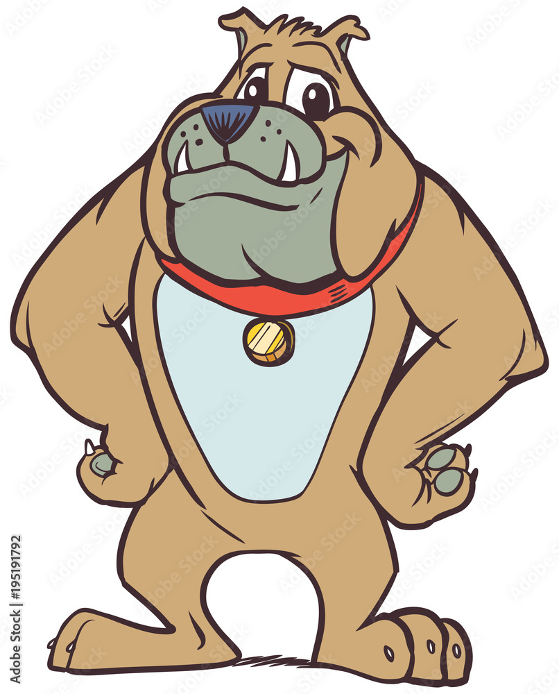 Friendly Cartoon Bulldog Mascot with Hands on Hips Stock Vector | Adobe ...