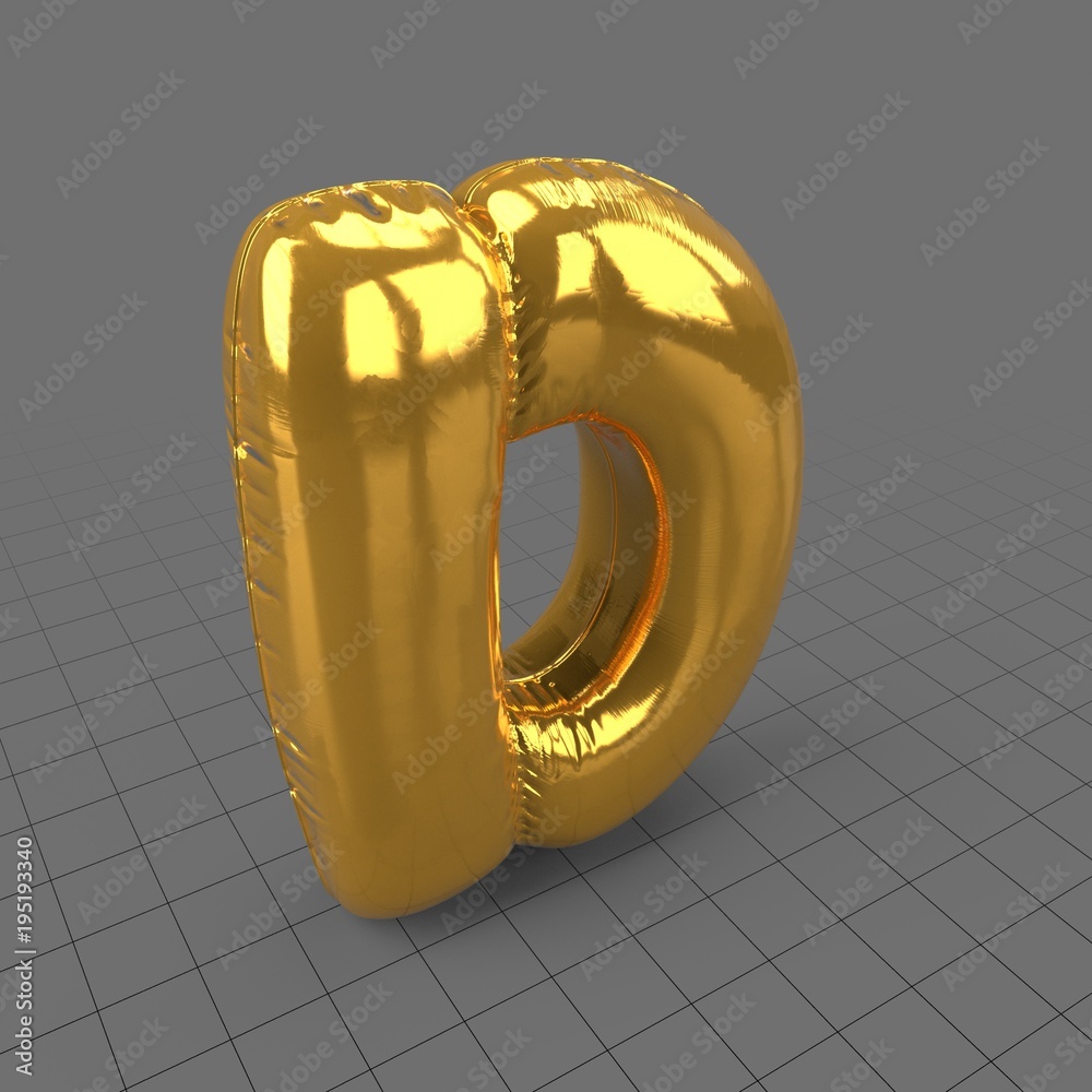 Foil balloon D letter Stock 3D asset | Adobe Stock