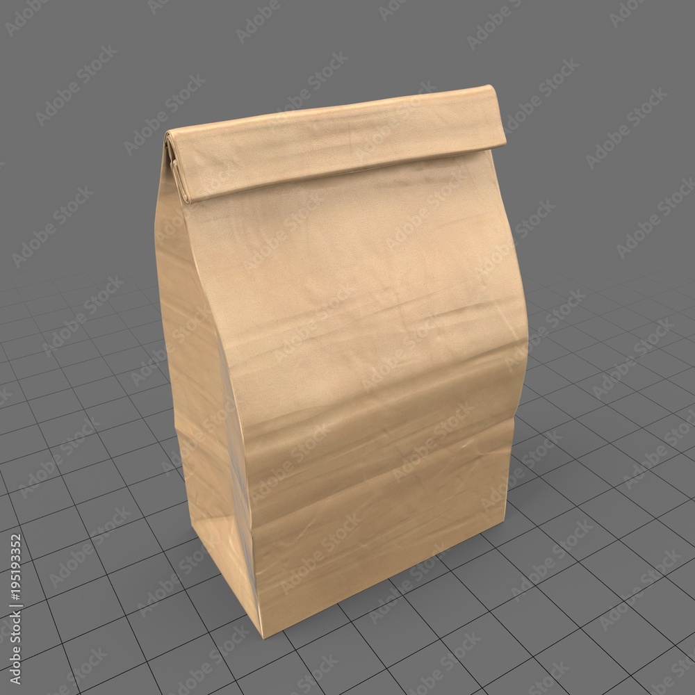 Closed paper grocery bag (large) Stock 3D asset | Adobe Stock