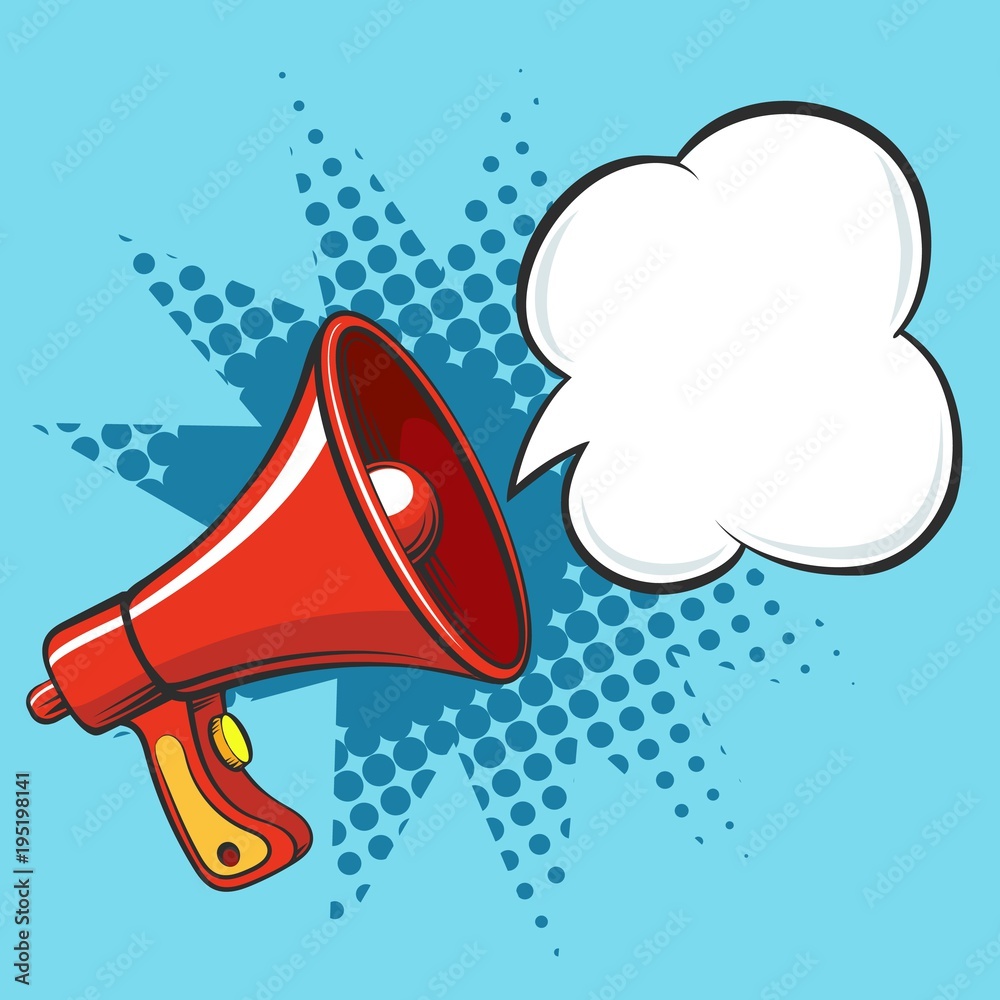 Cartoon Megaphone Loudspeaker Business Announce Vector Illustration