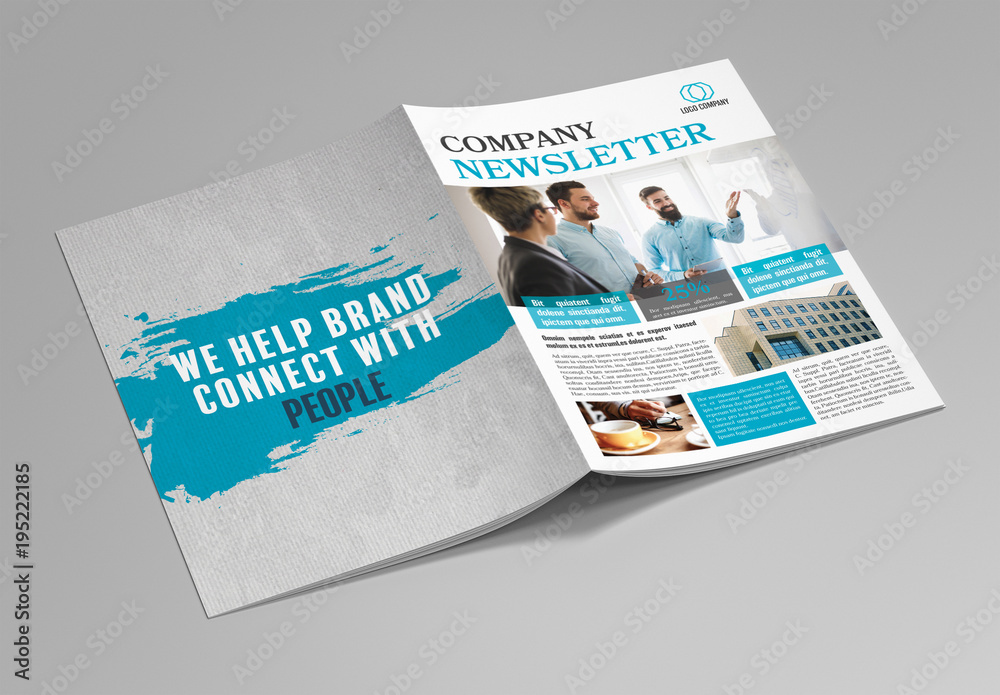 Newsletter Layout with Blue Accents and Texture Elements 1 Stock ...