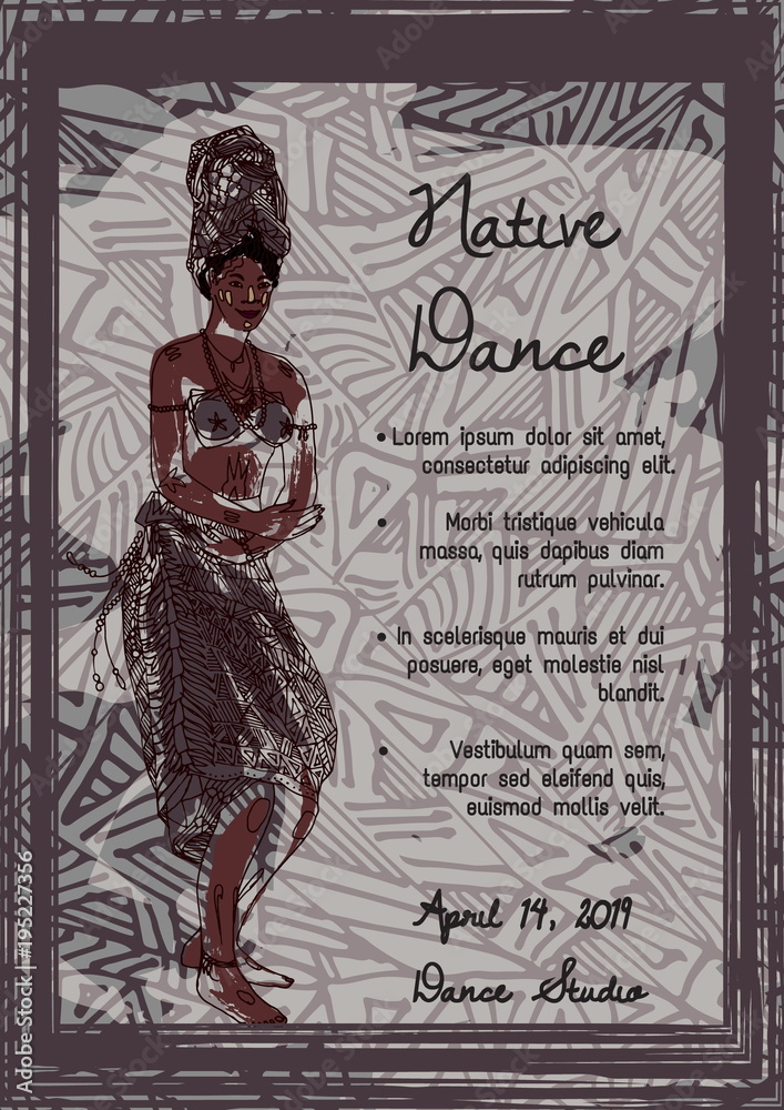 Tribal dance. African dancing woman in turban and traditional costume ...