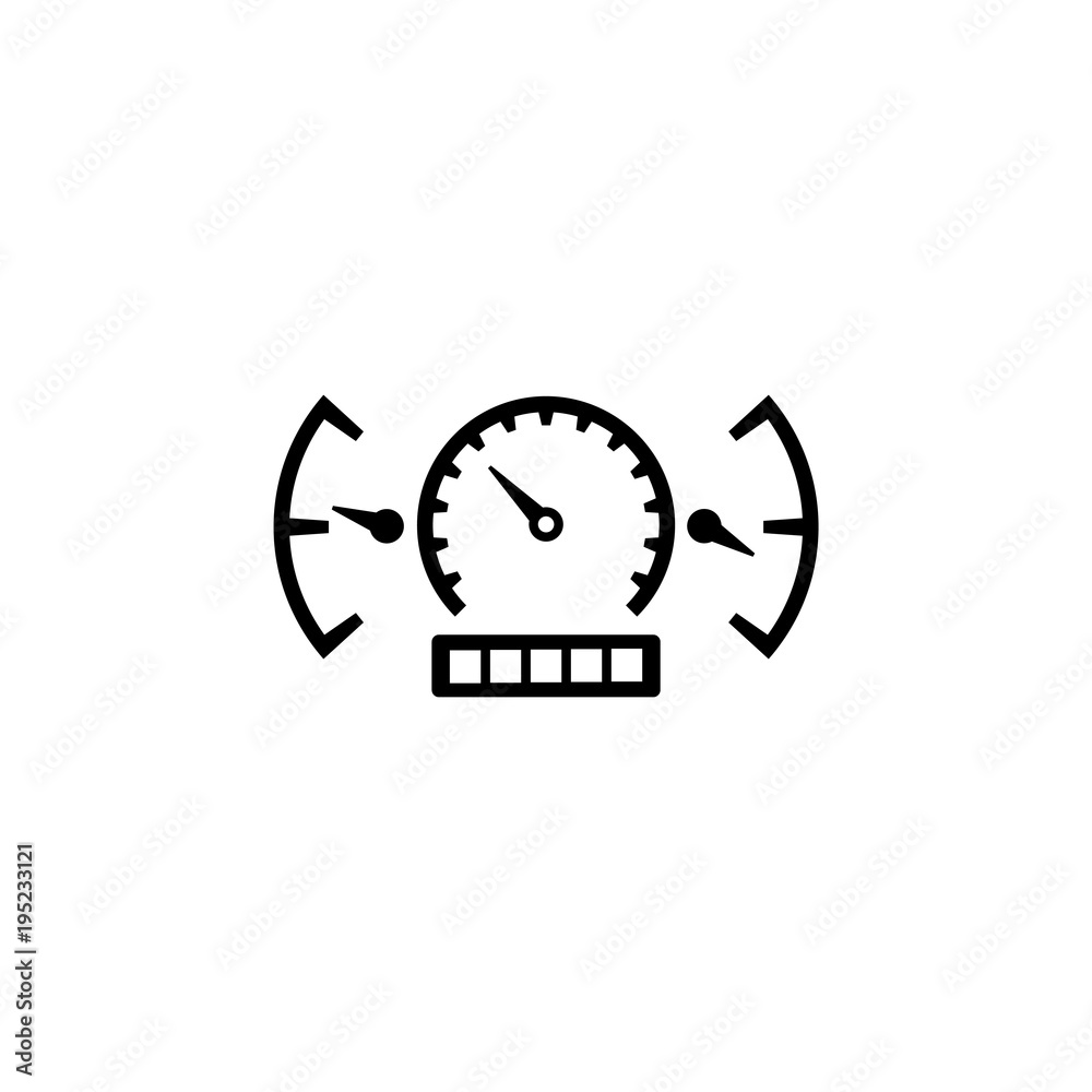 Car Speedometer and Dashboard vector icon. Simple flat symbol on white ...