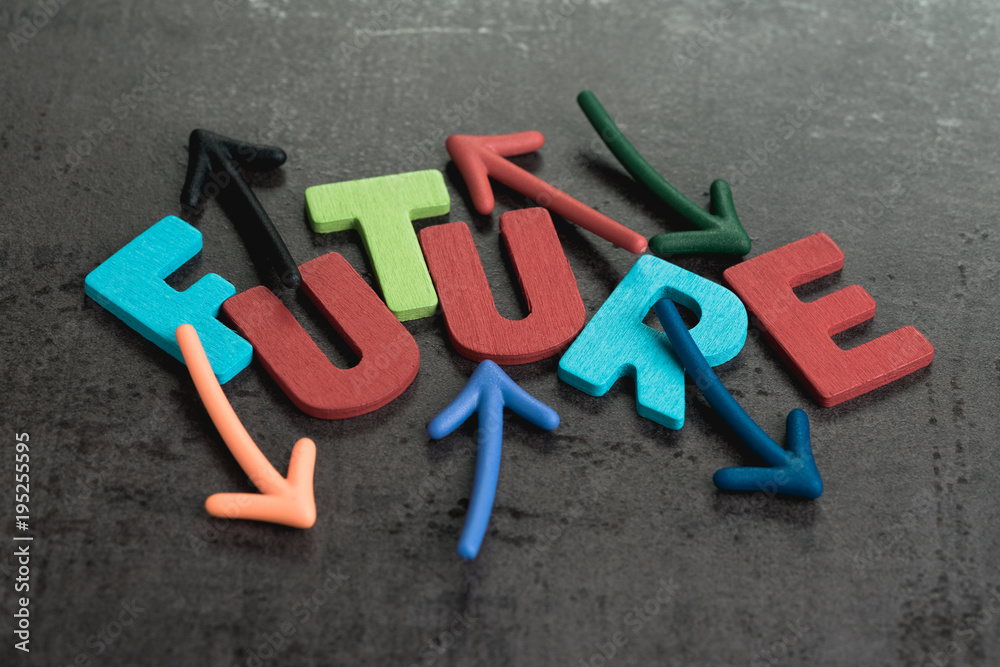 Wooden alphabets arrage word FUTURE with multi directional magnetic ...