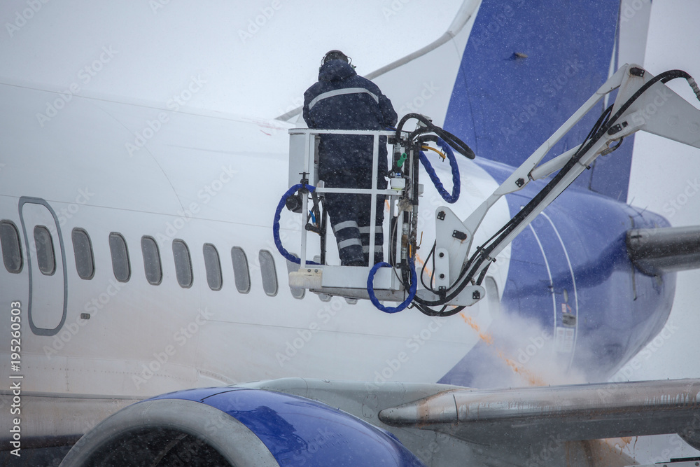 Aircraft handling protection against freezing aircraft. Process of ...