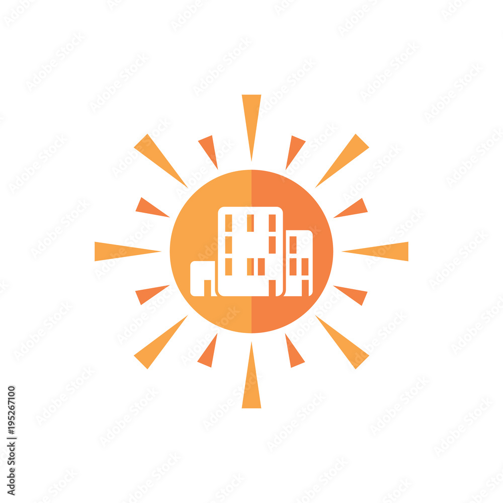 Building Sun Logo Icon Design Stock Vector | Adobe Stock