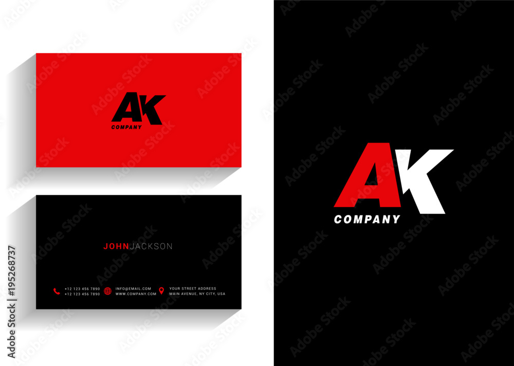 Letters A K, A & K joint logo icon with business card vector template ...