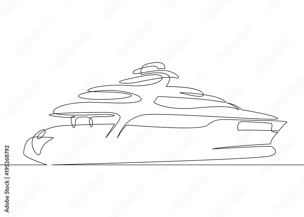 Continuous one line drawing of sailboat yacht modern Stock Vector ...