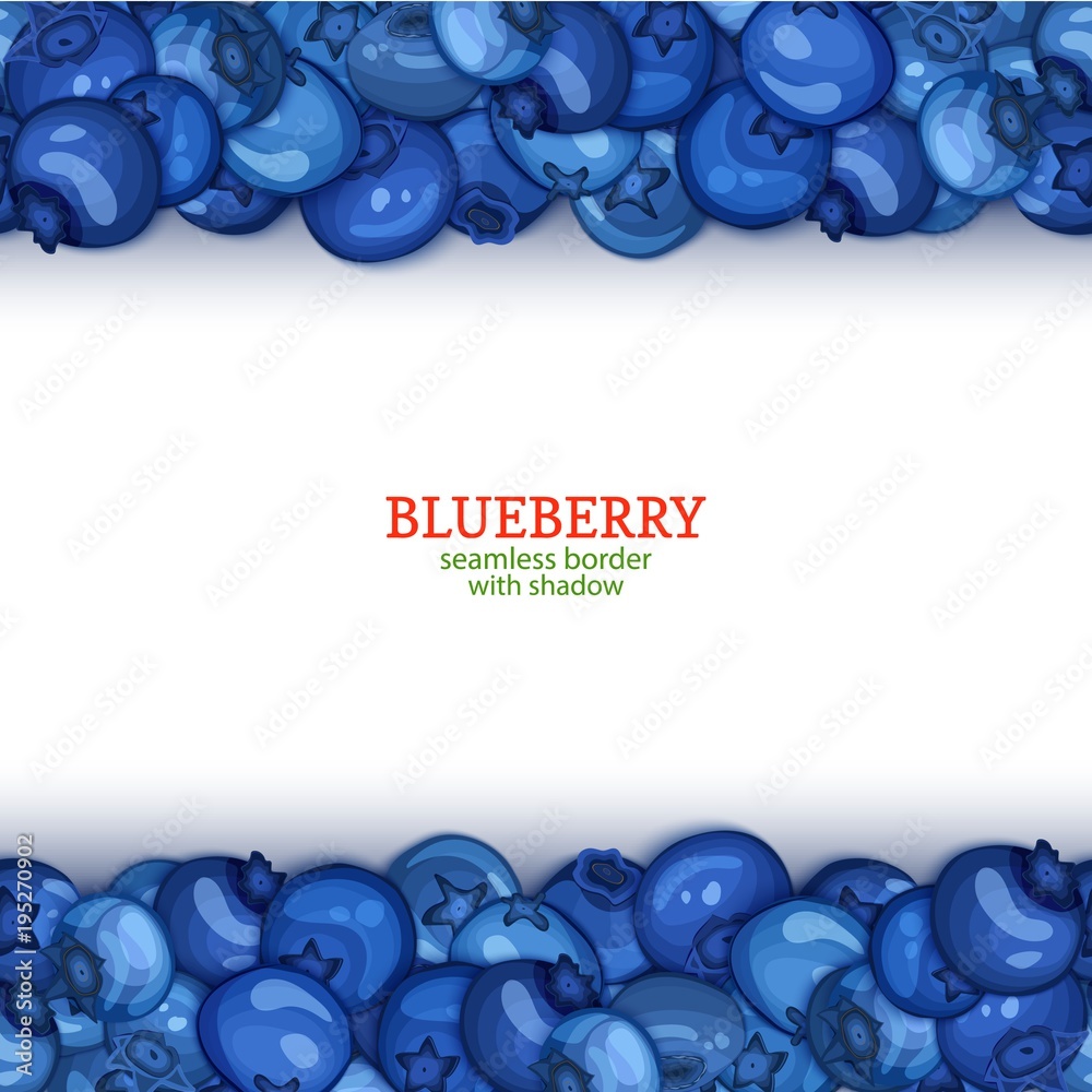 Ripe blueberry fruit horizontal seamless borders. Vector illustration ...