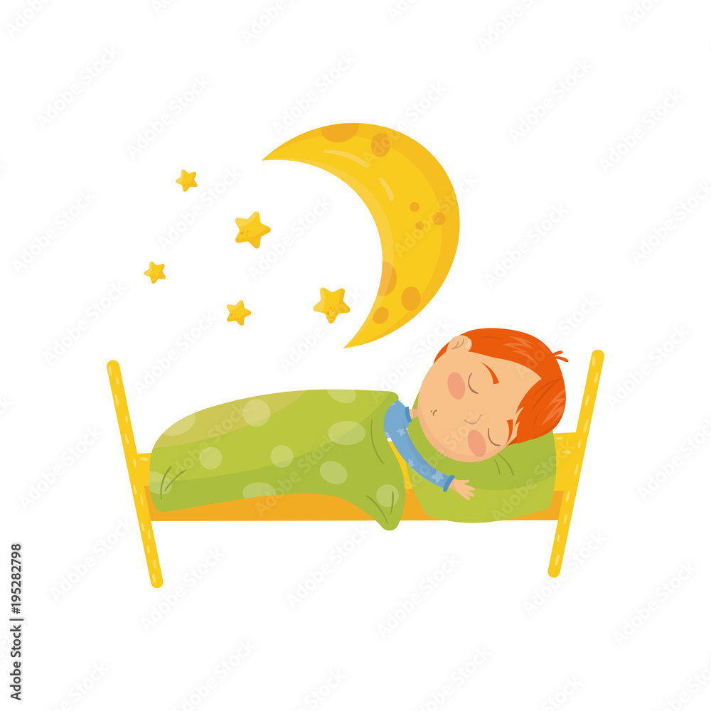 Boy Sleeping In Bed Cartoon
