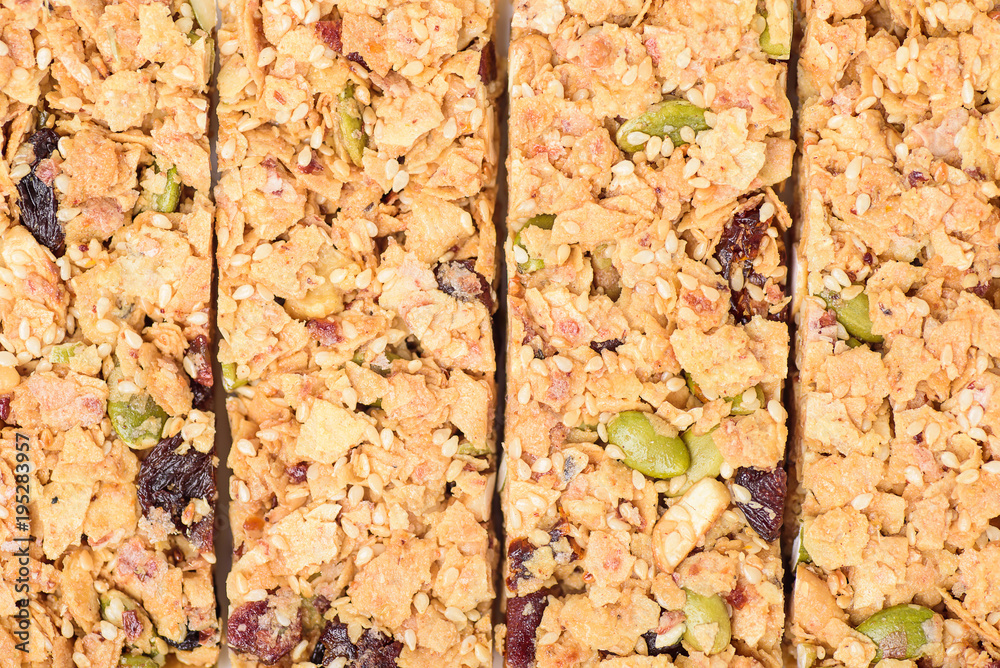 Snack bar or energy bar, texture background Stock Photo | Adobe Stock