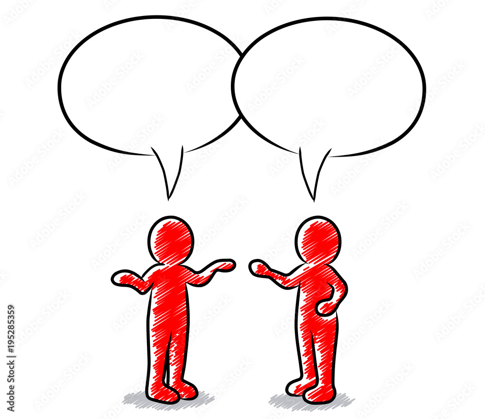 Diskussion, Dialog, Verhandlung / Zwei rote Männchen / Schraffierte ... Diskussion, Dialog, Verhandlung / Zwei rote Männchen / Schraffierte ...