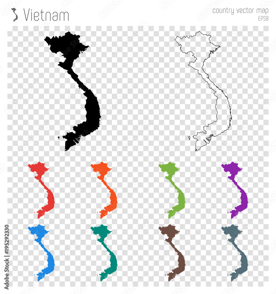 Vietnam high detailed map. Country silhouette icon. Isolated Vietnam ...