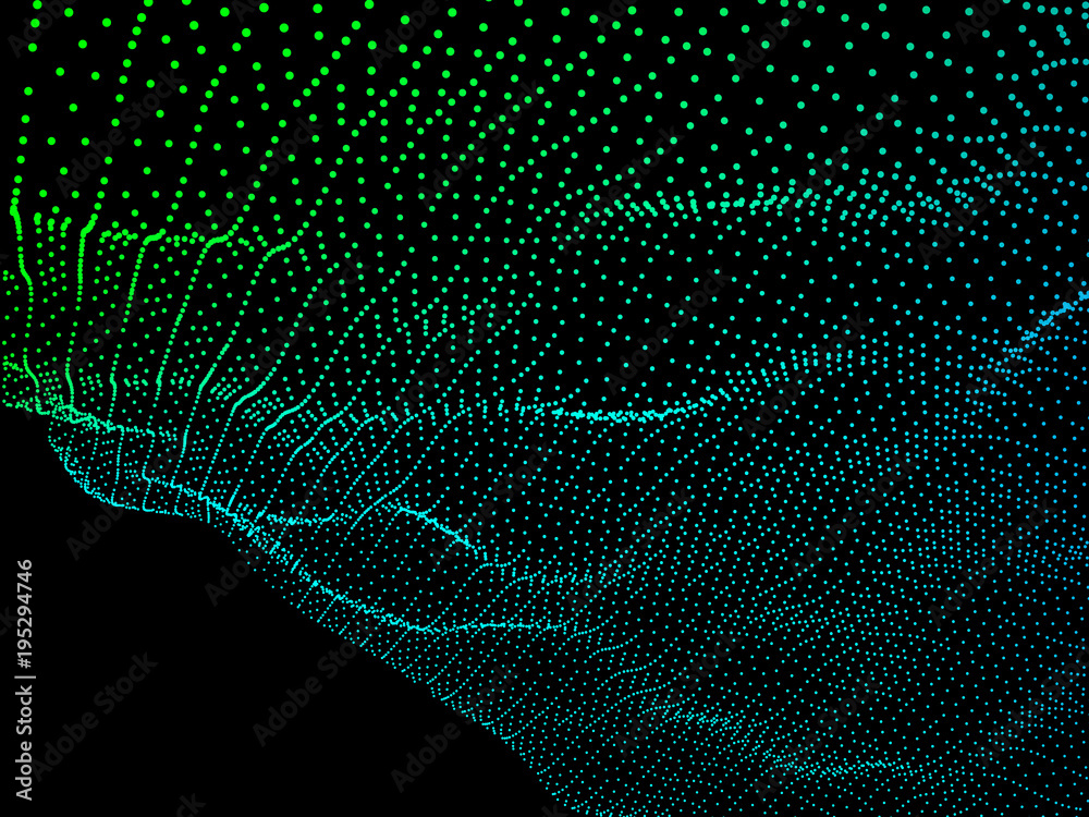 Abstract blue green background. Wavy structure with shiny dots. Stock ...