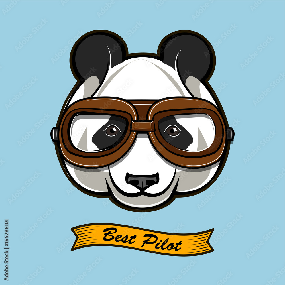 Cute Pilot Panda Face Traveler Retro Aviator Glasses. Best Pilot Ribbon ...