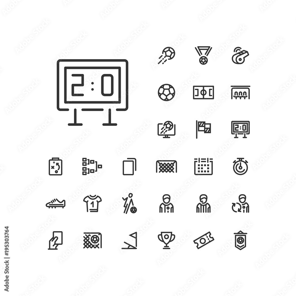 Scoreboard icon in set on the white background. Soccer / football ...