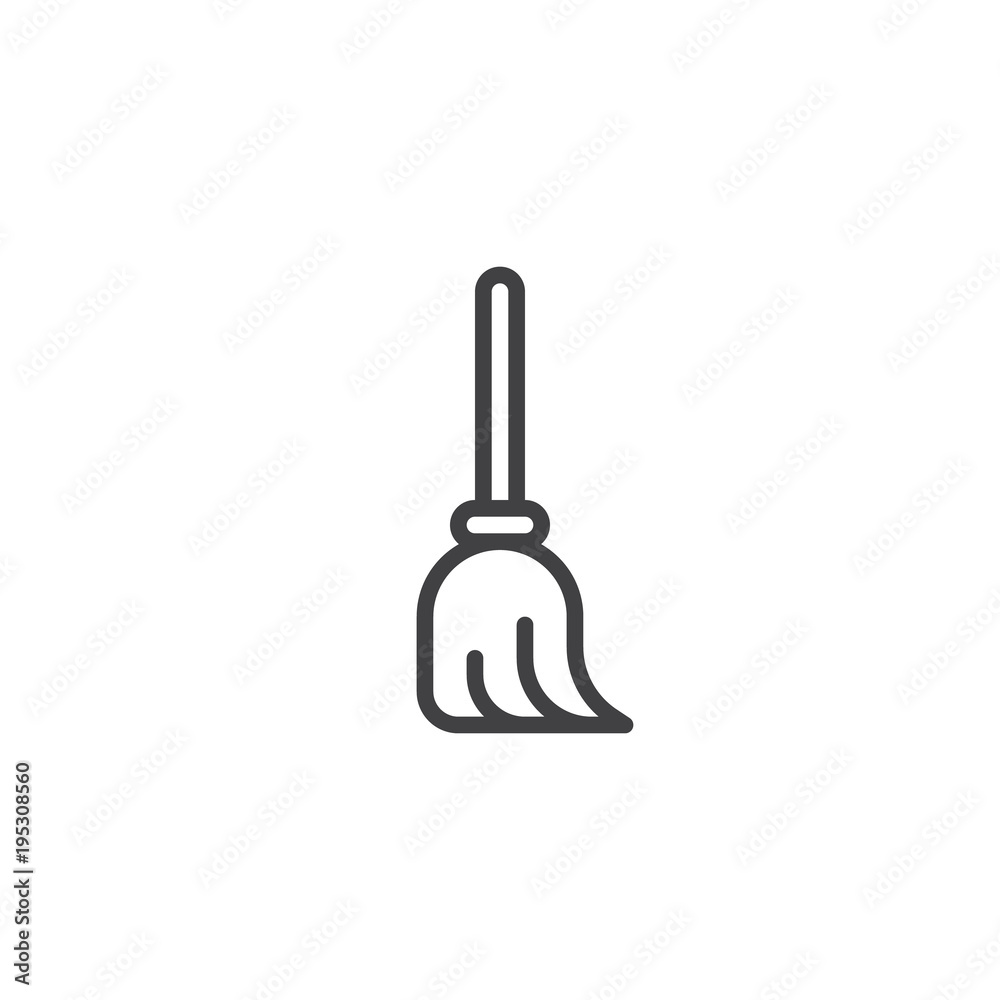 Broom outline icon. linear style sign for mobile concept and web design ...