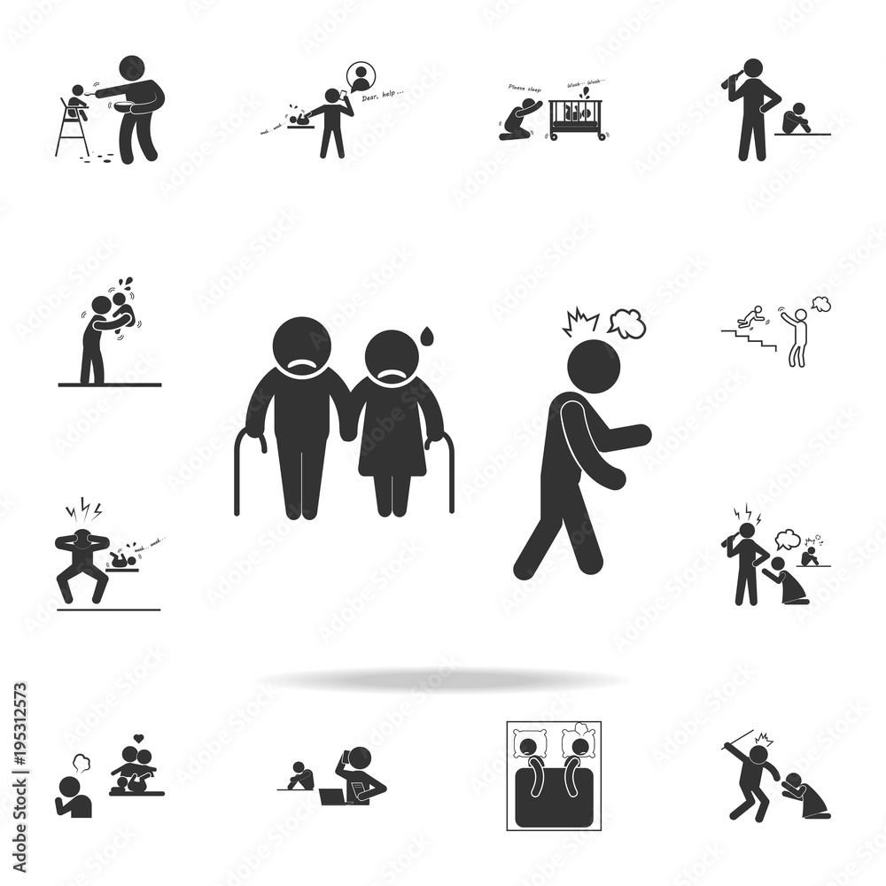 disrespect for parents icon. Detailed set of illustration bad family ...