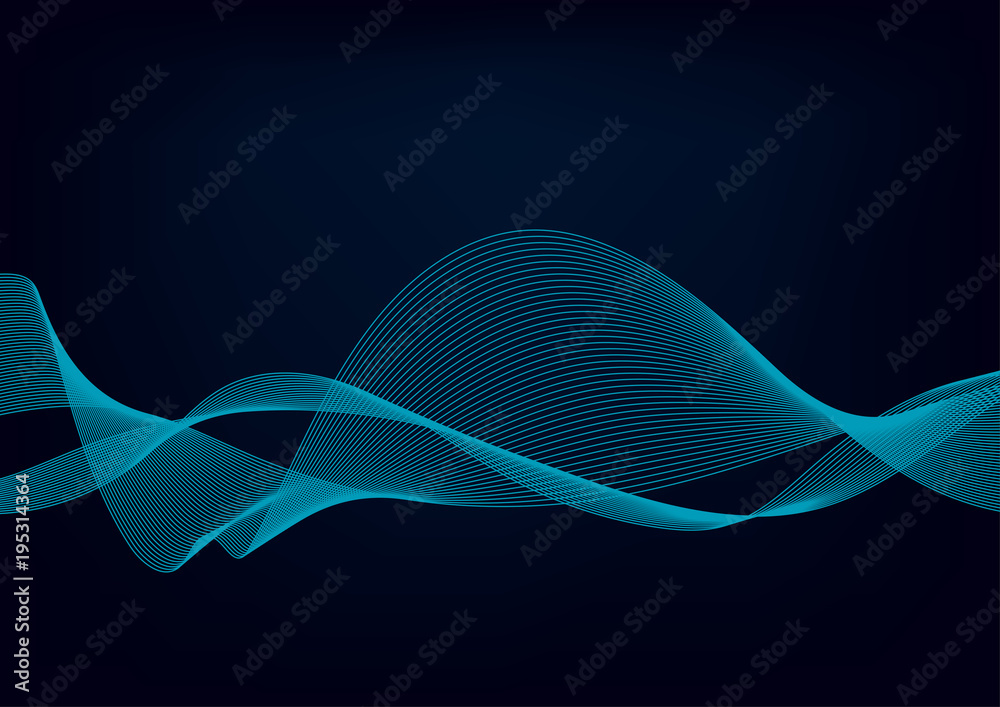 Abstract background with Dynamic particle sound waves. Wave of musical soundtrack for record ...
