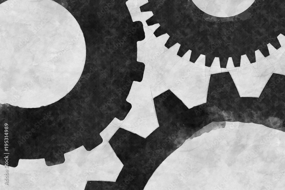 Cogs And Gears Sketch Illustration Stock Illustration | Adobe Stock