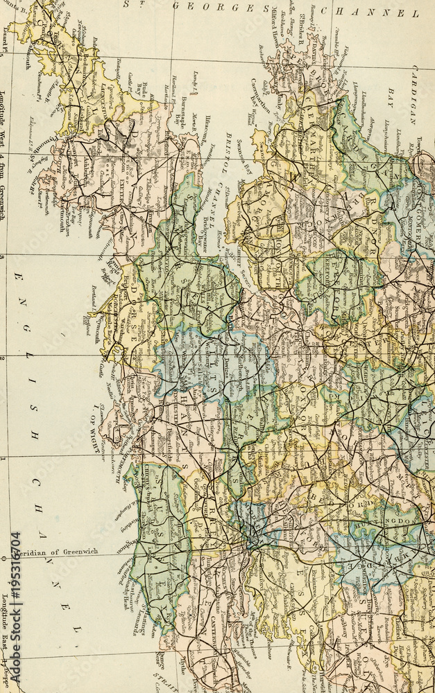 Vintage Map of England and Wales - Early 1800 Antique Maps of the World ...