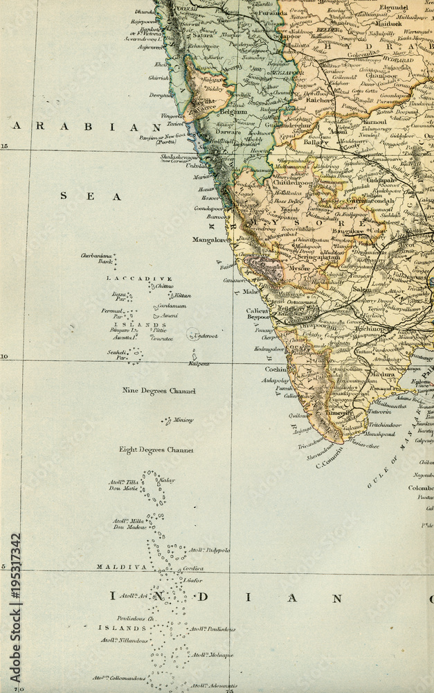 Antique Map of India - Early 1800 Vintage Maps of the World Stock Photo ...