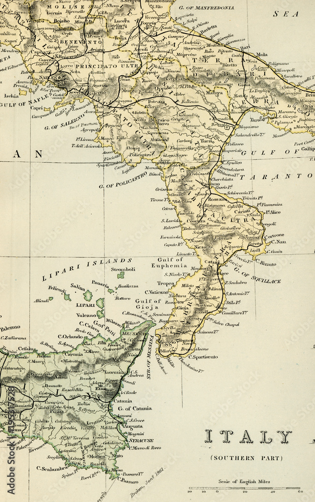 Antique Map of Italy - Early 1800 Vintage Maps of the World Stock Photo ...