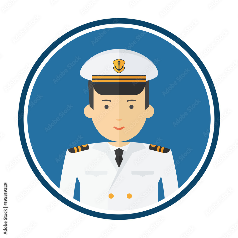 Captain of ship in white suit. Command of military cruiser, a cruise ...