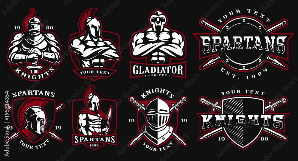 Set of badges with ancient warriors Stock Vector | Adobe Stock
