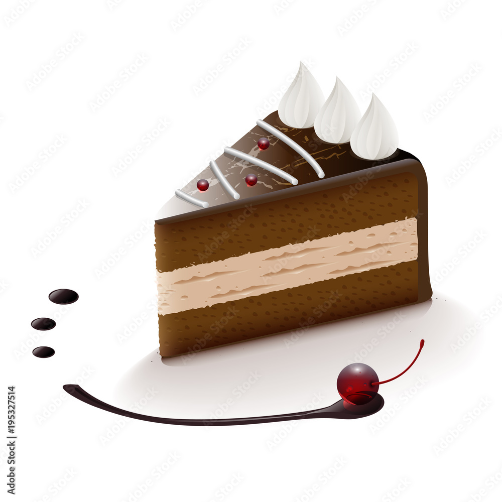 Chocolate cake slice. Vector clip art illustration. Stock Vector ...