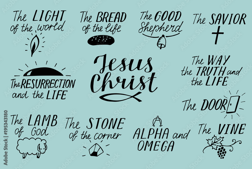 Set of 11 Hand lettering christian quotes about Jesus Christ. Savior ...