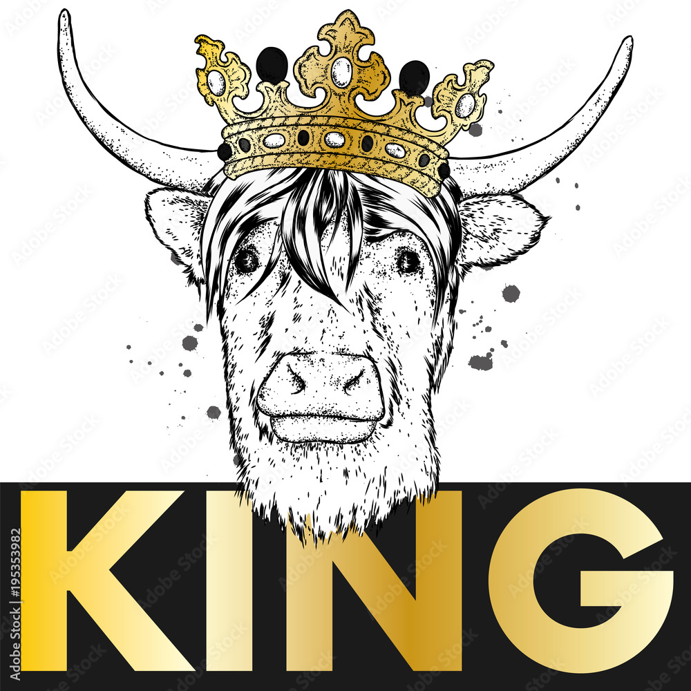 Bull with horns in the crown. Vector illustration. Stock Vector | Adobe ...