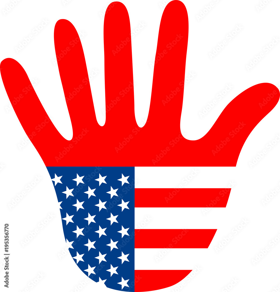 Graphic USA hand as stop sign symbolizes United States of America puts ...