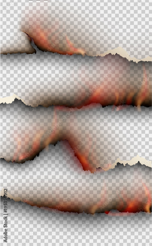 transparent burning templates torn paper with fire Stock Vector | Adobe ...