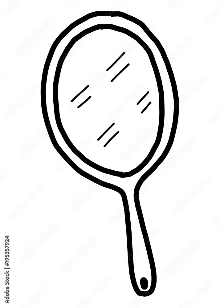 mirror / cartoon vector and illustration, black and white, hand drawn ...