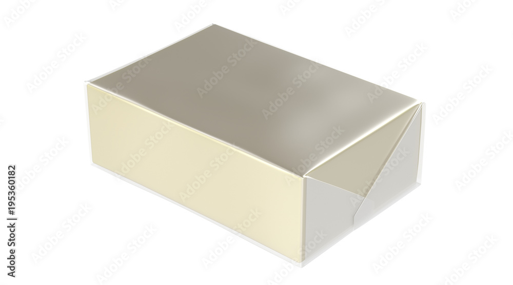 3D realistic render of isolated plastic transparent wrap box with ...