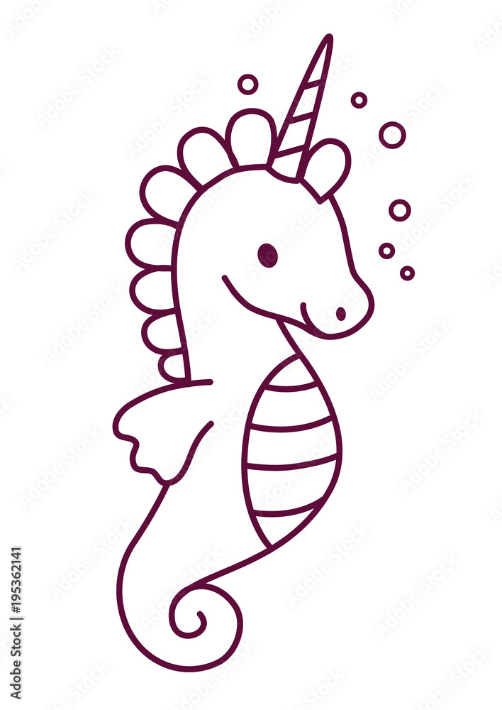 Cute unicorn simple cartoon coloring page vector illustration. Simple ...