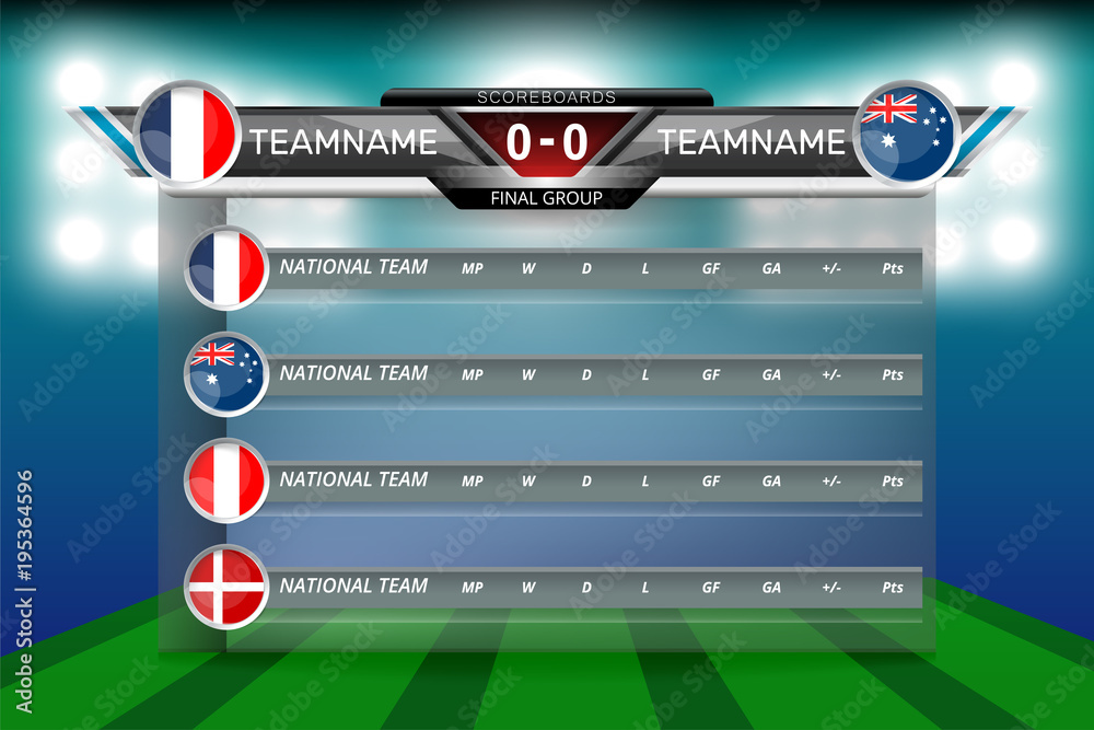 Vector Illustration Graphic of Scoreboard Broadcast and Lower Thirds ...