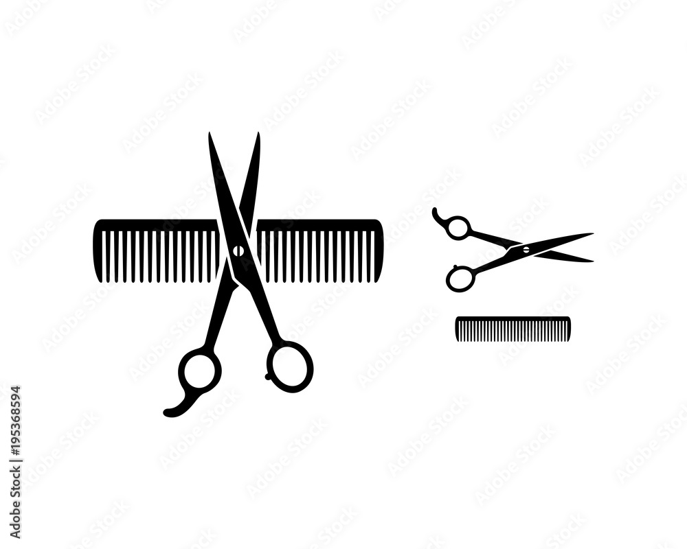 Crossed Scissors and Comb Tool on the Barber Shop Sign Symbol Logo ...