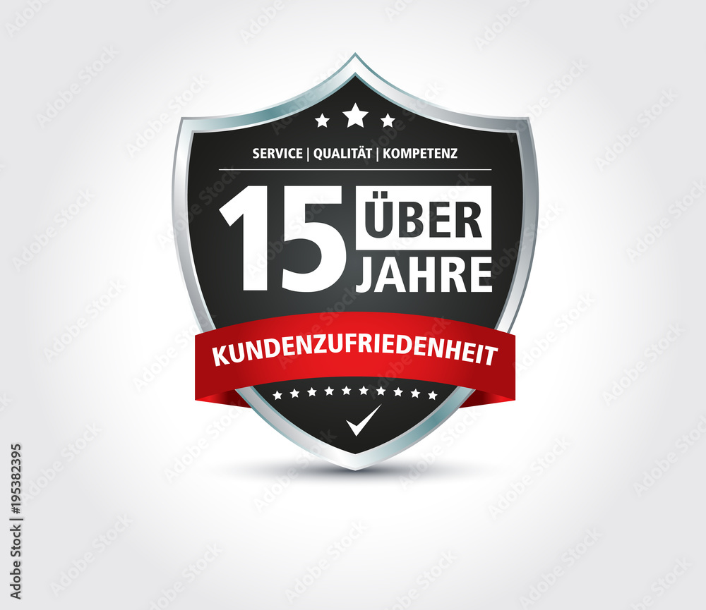 Vetor de 15 Jahre Wappen Kundenzufriedenheit do Stock | Adobe Stock