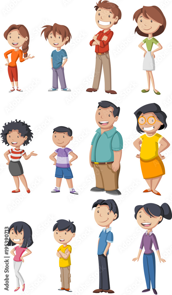Colorful happy people. Cartoon family. Stock Vector | Adobe Stock