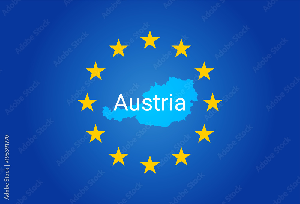 EU - European Union flag and Map of Austria. vector Stock Vector ...