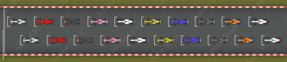 Starting Grid Formation of Race Cars Stock Vector | Adobe Stock